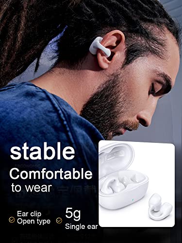 Micool Wireless Ear-Clip Headphones Bone Conduction Bluetooth 5.3, Open Ear Sport Clip on Earring Earbuds, Waterproof and Mini Earphones, HiFi Sound and Long Battery Life