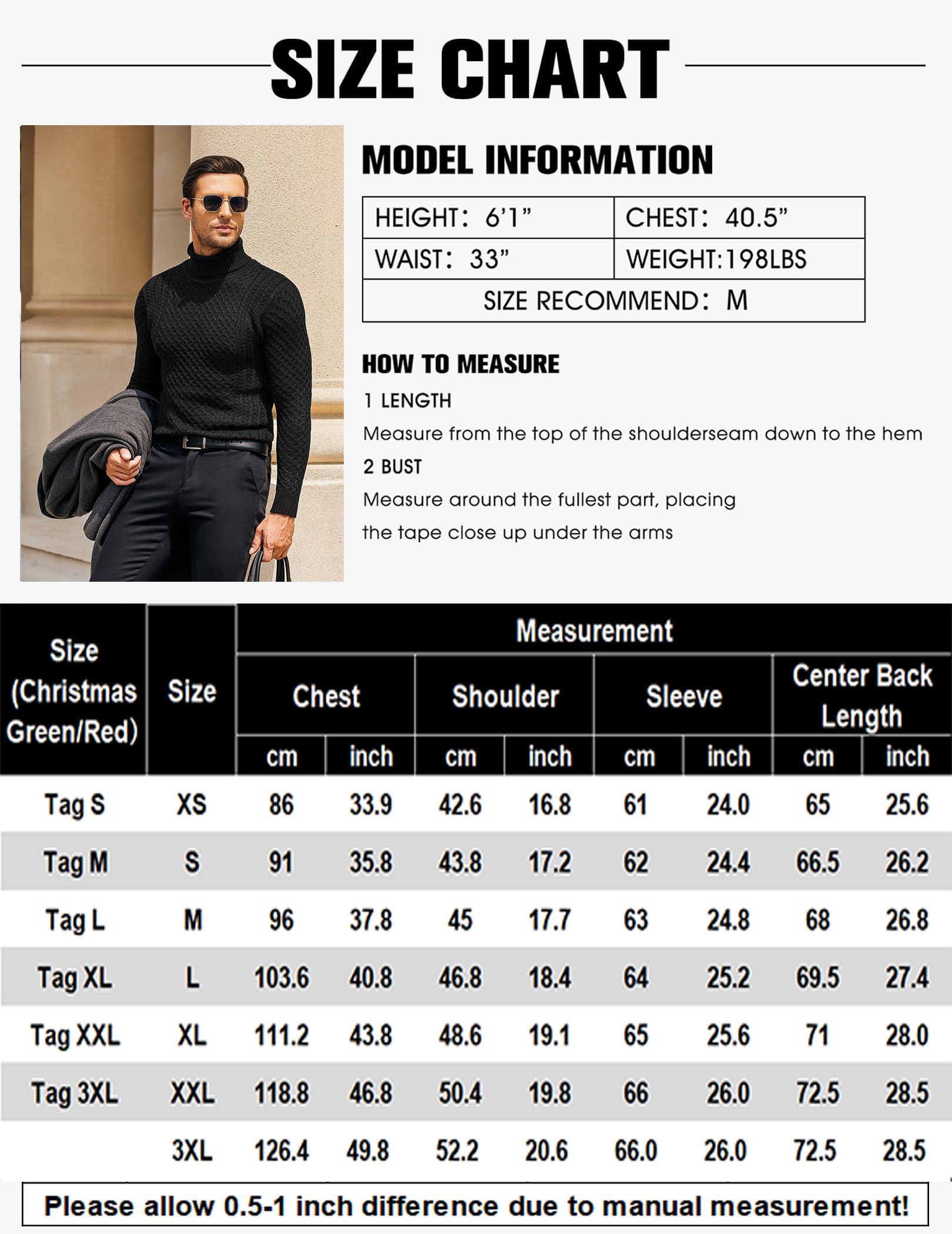 COOFANDY Men's Slim Fit Turtleneck Sweater Casual Knitted Twisted Pullover Solid Sweaters Khaki