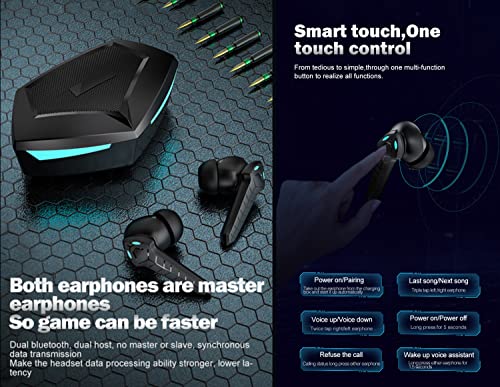 Crosky Bluetooth 5.2 Wireless Earbuds Gaming Earphones, 45ms Low Latency Stereo HiFi Sound Quality & Deep Bass Earphone, True Wireless Earbuds for Android and iPhone (Black)