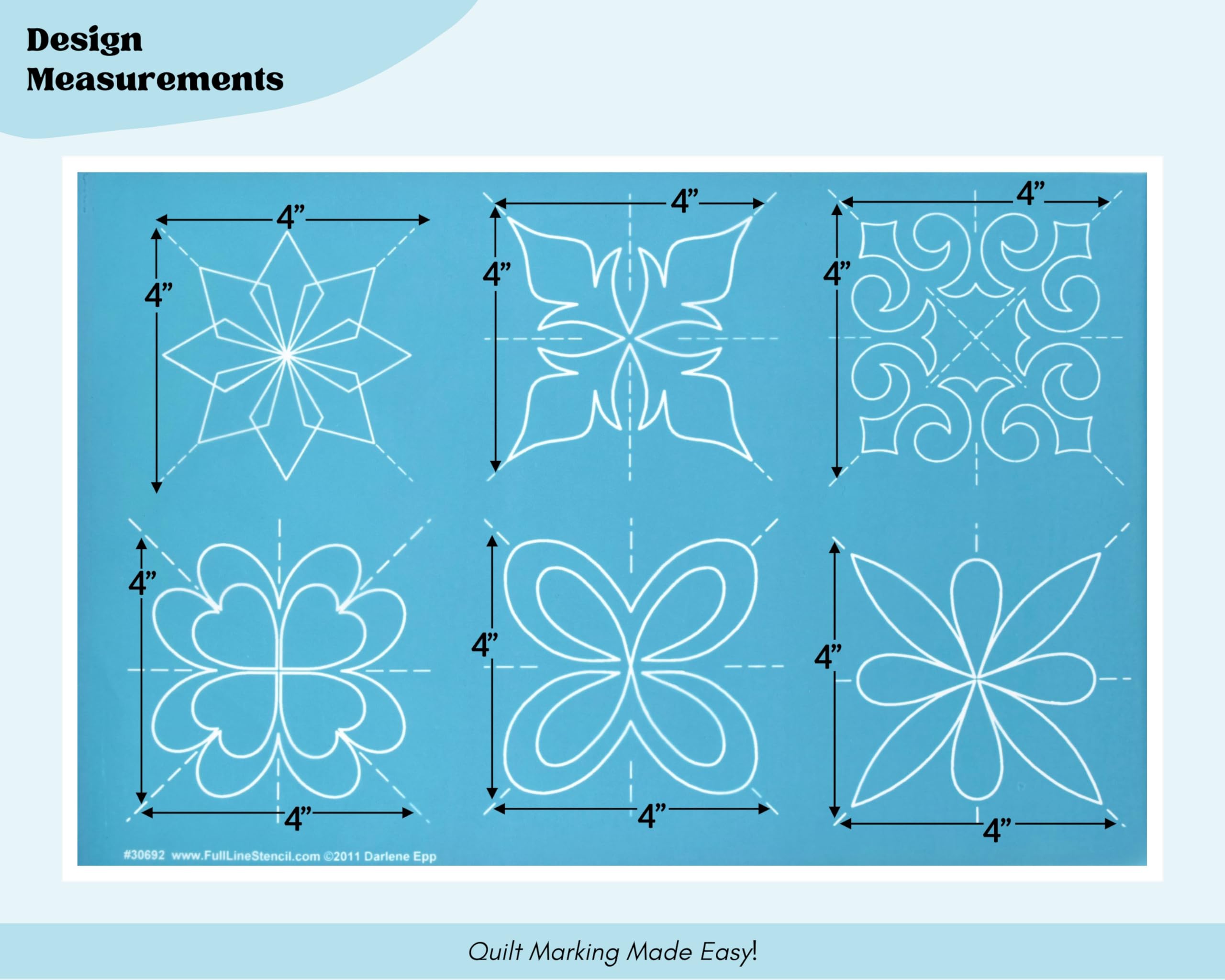 Full Line Stencil - Score of Four Motif Stencil, Continuous Line Template for Free Motion Quilting, Domestic Machine Quilting, Hand Quilting, Long-Arm Quilting (30692)