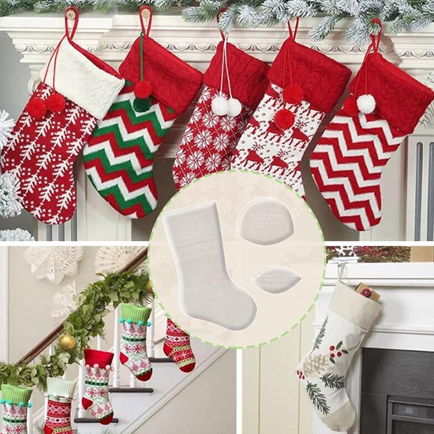 Handmade Christmas Stocking Template, 2023 New Creative DIY Christmas Eve Socks Sewing Quilting Knitting Stencil, Christmas Acrylic Sock Rulers, Home Sewing Set Tools (15 in)