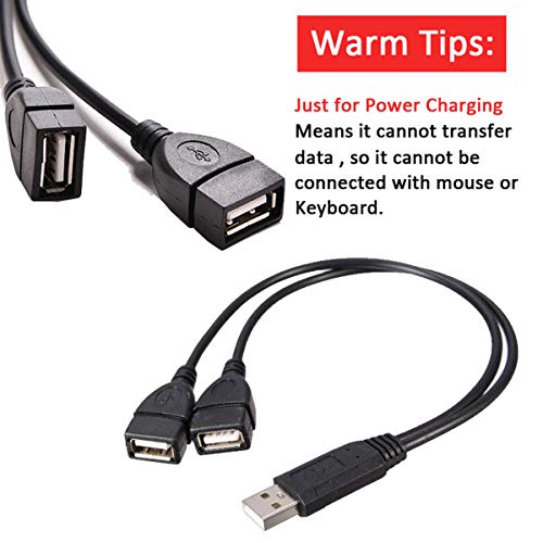 USB Splitter,USB Charger Cable,USB 2.0 A Male to 2 Dual USB Female Jack Y Splitter Hub Power Cord Extension Adapter Cable, for Laptop/Car/Data Transmission/Charging Etc.(2 Pack)