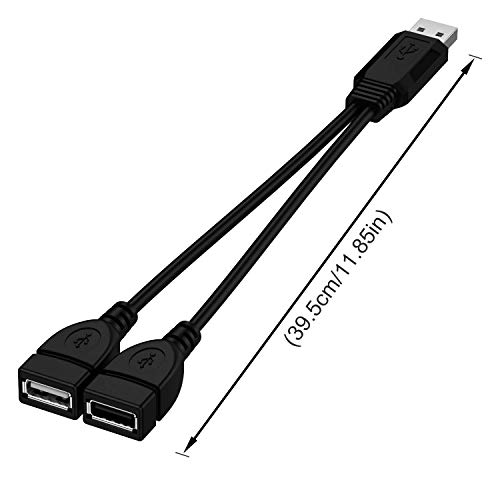 USB Splitter,USB Charger Cable,USB 2.0 A Male to 2 Dual USB Female Jack Y Splitter Hub Power Cord Extension Adapter Cable, for Laptop/Car/Data Transmission/Charging Etc.(2 Pack)