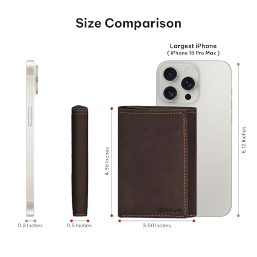 VALENCHI Leather Trifold Wallet For Men - RFID Blocking - 9 Card Slots, 2 Note Compartments & 1 ID Window - Minimalist Design, Slim Wallet - Premium, Fashionable Accessory Gifts for Men, Him