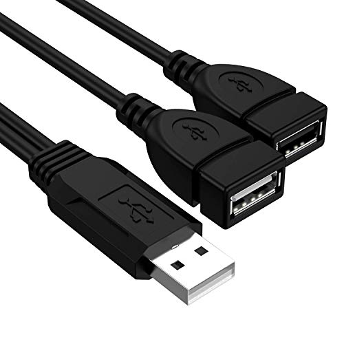USB Splitter,USB Charger Cable,USB 2.0 A Male to 2 Dual USB Female Jack Y Splitter Hub Power Cord Extension Adapter Cable, for Laptop/Car/Data Transmission/Charging Etc.(2 Pack)