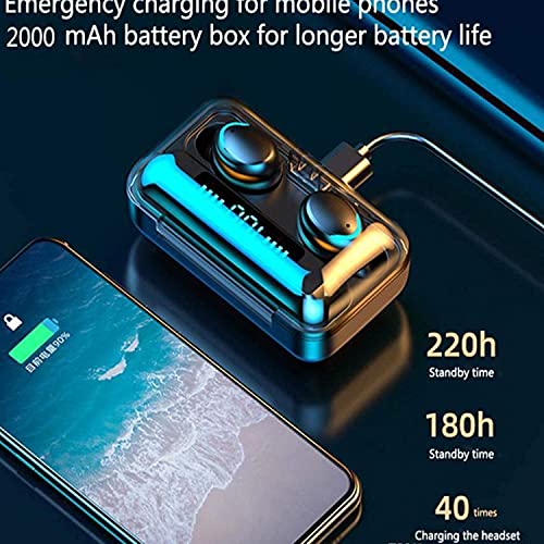 OZJONGK Wireless Earbuds Headphones,IPX7 Waterproof Deep Bass Touch Control, Bluetooth 5.0 Sport EarphonesWireless Charging Case, Built-in Dual-Mic 3D Stereo Noise Canceling Headsets, BLACK-2021.