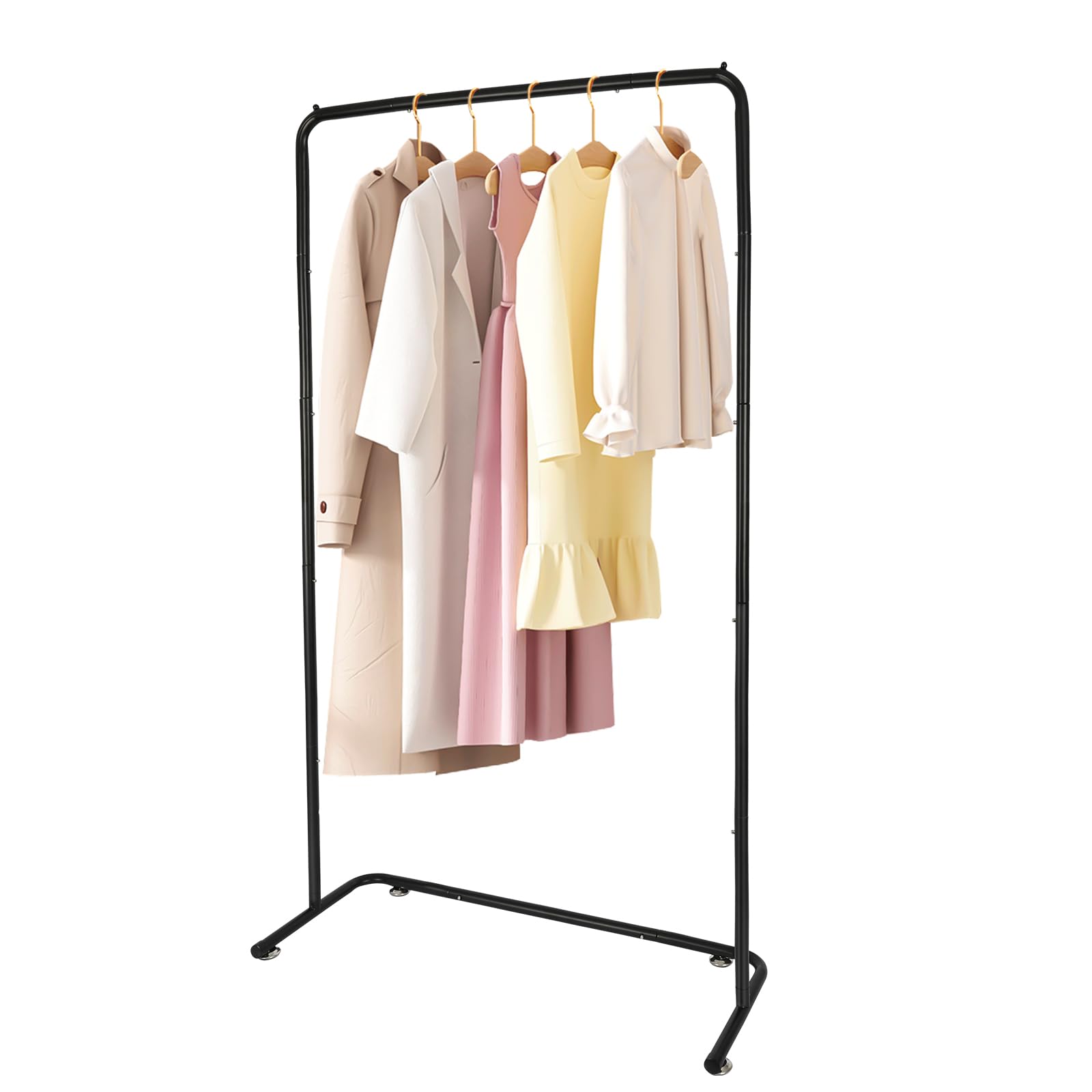 Fishat Black Lightweight Standard Rod Simple Rolling Clothes Rack, 15"D x 48"W x 58"H Metal Clothes Organizer for Dorm Bedroom Home Balcony