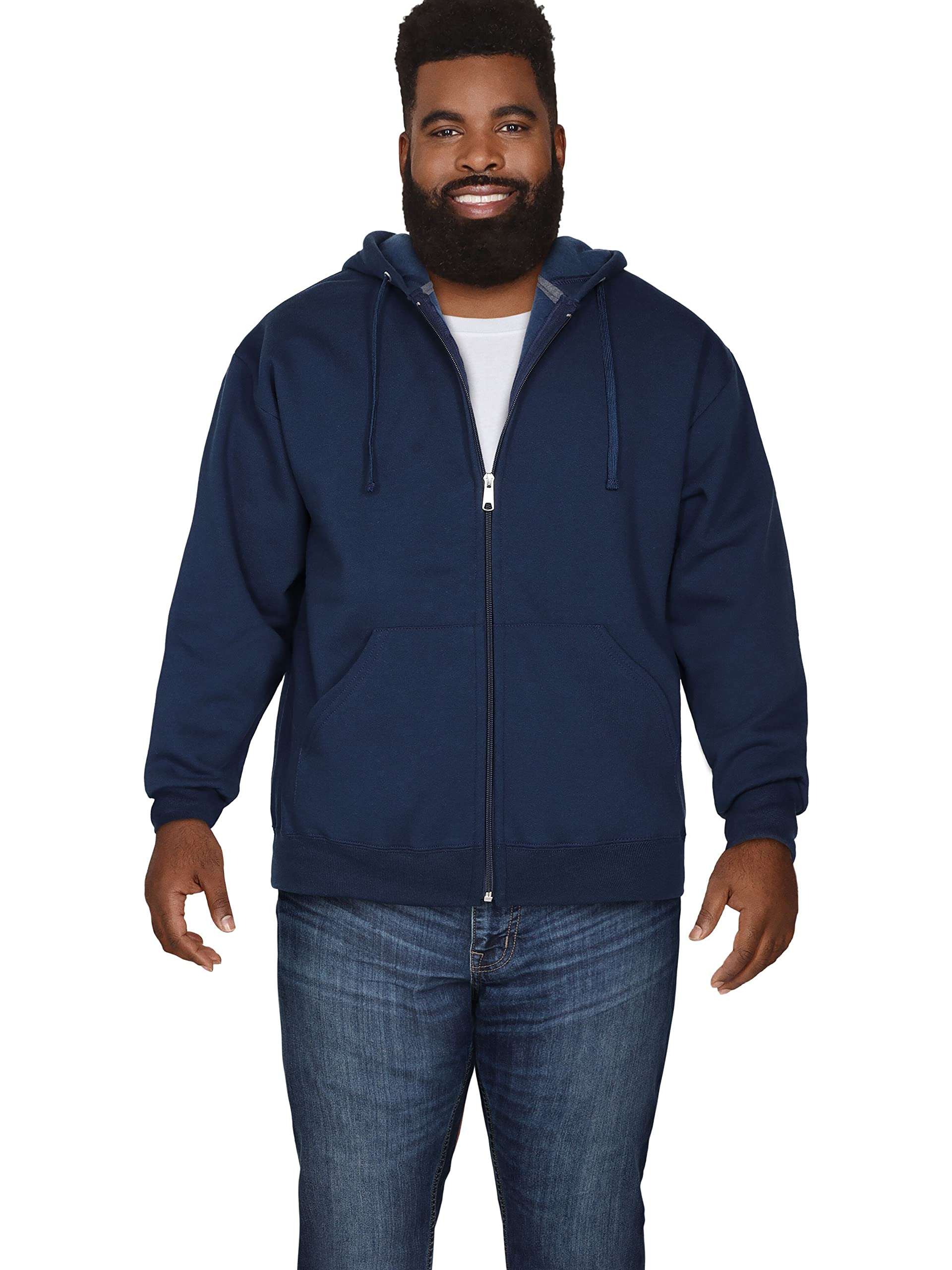 Fruit of the Loom Eversoft Fleece Hoodies, Pullover, Moisture Wicking & Breathable, Sizes S-4x, Navy Full Zip, Medium