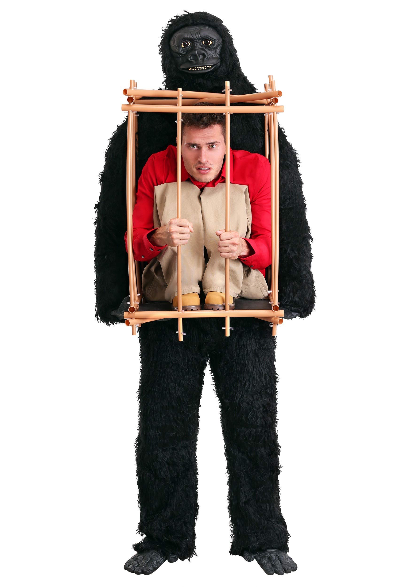 HouseHaunters "Get Me Outta This Cage" Gorilla and Cage Costume Kit, Black/Bamboo, One Size