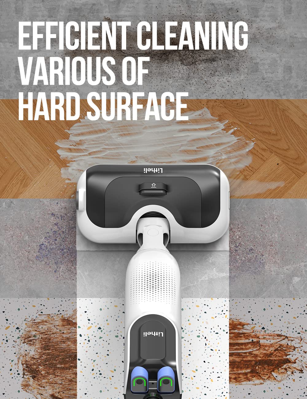 LiTHELi Cordless Vacuum Mop Cleaner, 2-in-1 Hard Floor Stick Vacuum, Wet Dry Mop, 2 Disposable Dust Boxes, 14 Disposable Pads & 1 Washable Pad, 2 Swappable 4000mAh Batteries