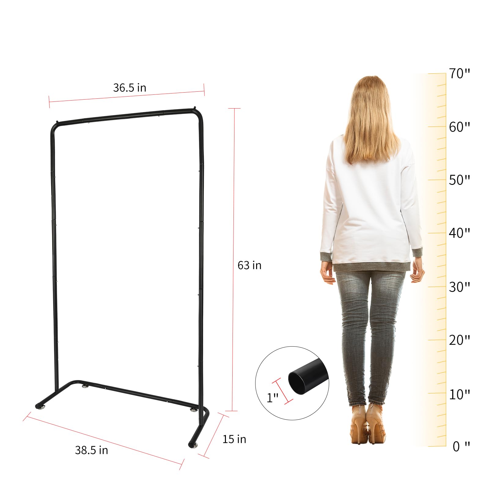 Fishat Black Lightweight Standard Rod Simple Rolling Clothes Rack, 15"D x 48"W x 58"H Metal Clothes Organizer for Dorm Bedroom Home Balcony