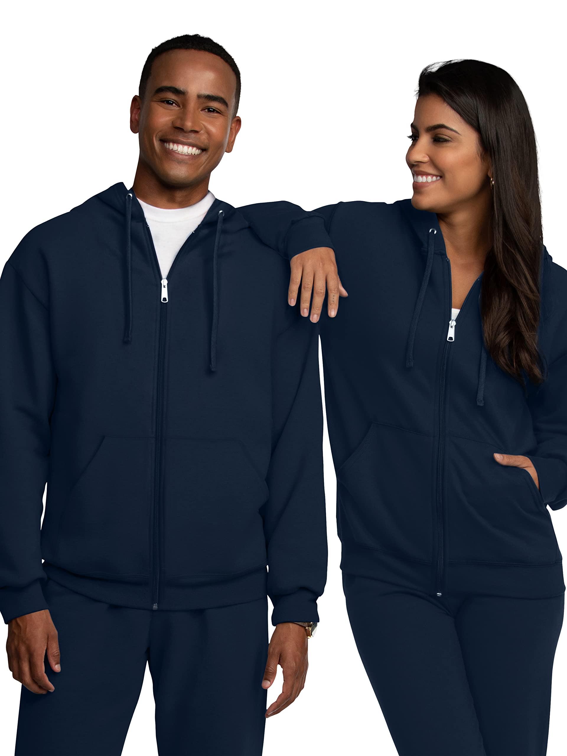 Fruit of the Loom Eversoft Fleece Hoodies, Pullover, Moisture Wicking & Breathable, Sizes S-4x, Navy Full Zip, Medium