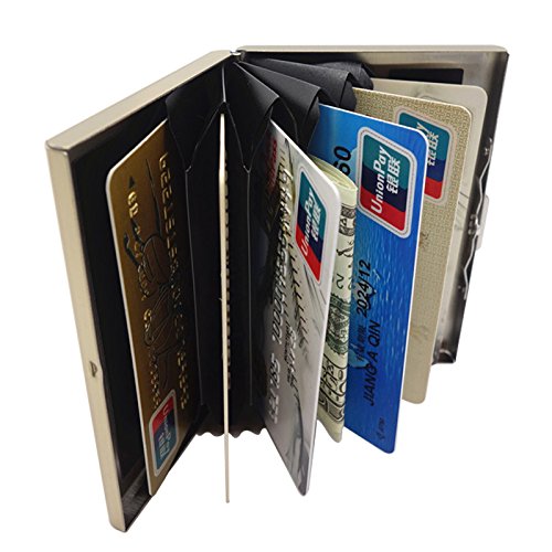 NiftyPlaza Credit Card ID Holder Slim Money Travel Wallet Men Stainless Steel RFID Blocking (Gold)