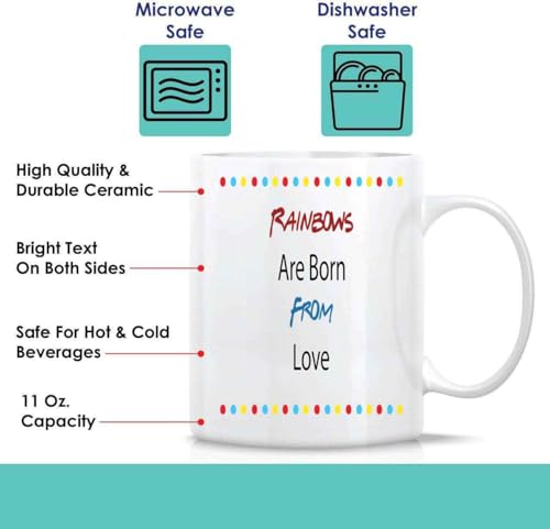 Rainbow Colorful Gift for Weddings & Anniversaries - Show Your Love Navy Multicolor Unisex Sweat, 11 Oz White Ceramic Coffee Mug