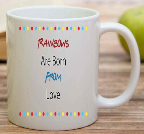 Rainbow Colorful Gift for Weddings & Anniversaries - Show Your Love Navy Multicolor Unisex Sweat, 11 Oz White Ceramic Coffee Mug