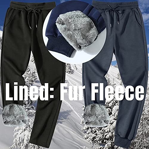 GXAMOY Men's Winter Fleece Pants Sherpa Lined Sweatpants Active Warm Thick Jogger Pants Khaki(906) L