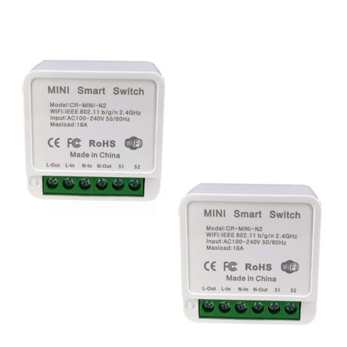 COLOROCK Mini Smart Relay WiFi Switch, DIY Smart Light Switch Module Smart Life/Tuya App, Compatible with Alexa and Google Home Smart Speakers,with Appointment Timing Function. 16A (2Pack)
