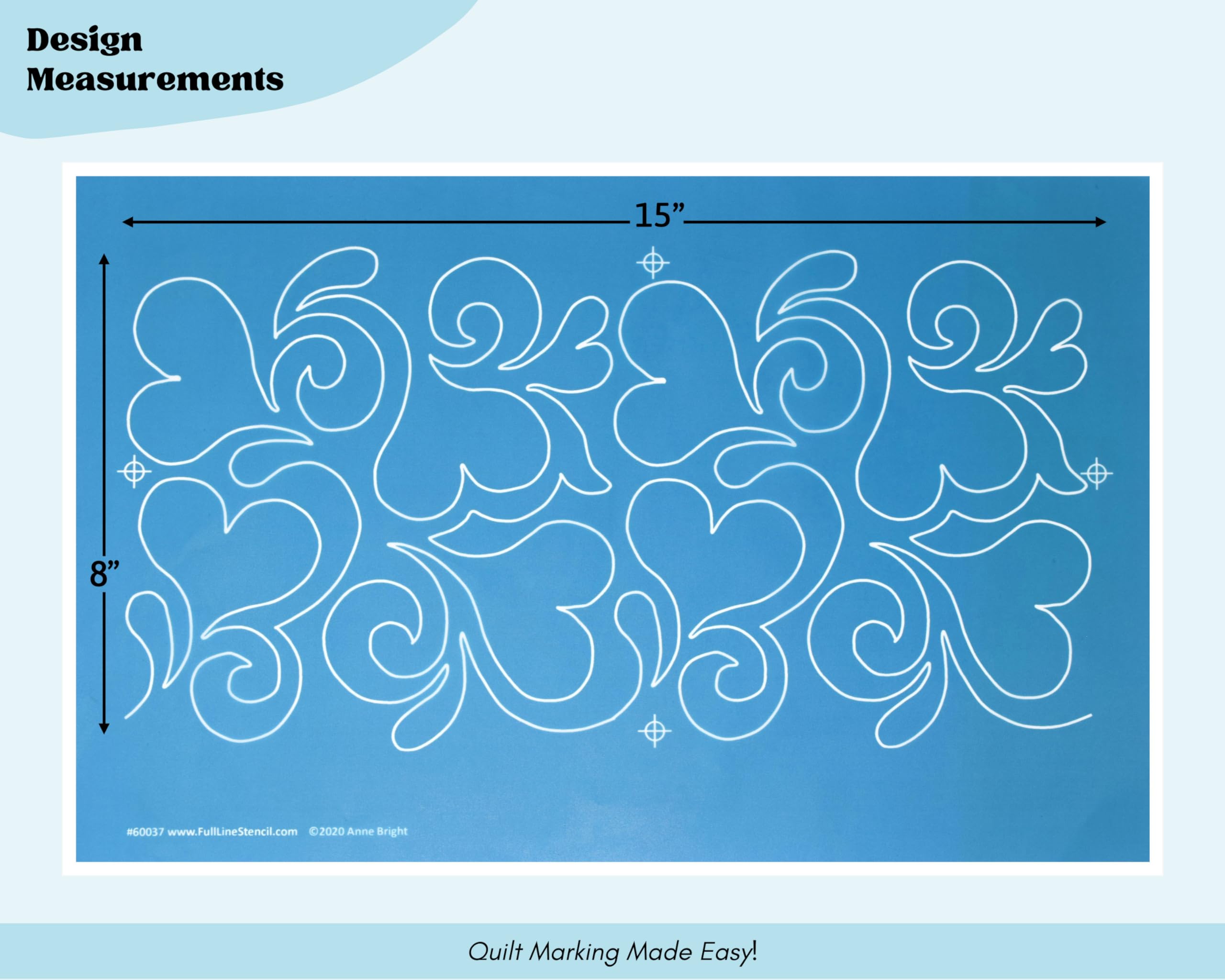 Full Line Stencil - Splash of Love - Edge to Edge Stencil, Continuous Line Template for Free Motion Quilting, Domestic Machine Quilting, Hand Quilting, Long-Arm Quilting (60037)