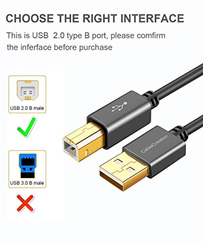 CableCreation USB Printer Cable 5FT, USB 2.0 Printer Cable to Computer, USB A to USB B Printer Cord for HP, Brother, Epson, Canon, Piano, Dac, Aluminum Case, Black 1.5m