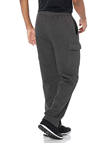 Amazon Essentials Men's Cargo Fleece Sweatpant, Charcoal Heather, Large