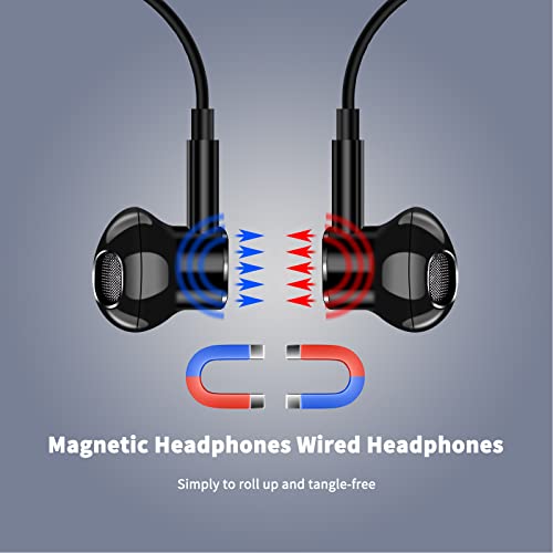 COOYA Wired Earbuds for Galaxy A12 Google Pixel 5a 4a 3a Magnetic in-Ear 3.5mm Headphones with Microphone Noise Isolation Audio Wired Earphones for Samsung A11 A13 A71 A51 A52 S10 iPad iPhone 6 6s 5s