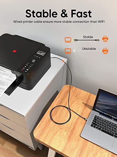 CableCreation USB Printer Cable 5FT, USB 2.0 Printer Cable to Computer, USB A to USB B Printer Cord for HP, Brother, Epson, Canon, Piano, Dac, Aluminum Case, Black 1.5m