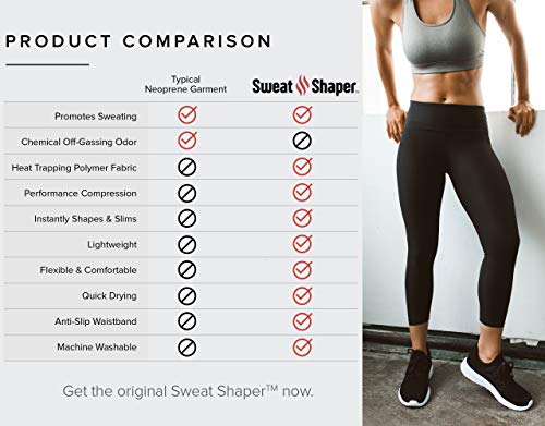 Sweat Shaper Women's Sauna Leggings Compression High Waist Yoga Pants Thermo Sweat Capris (Black, Small)