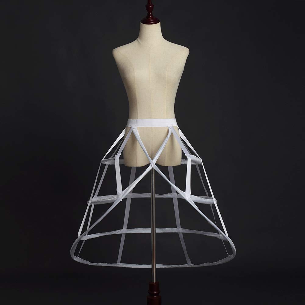 Pannier Petticoat Women Victorian Bustle Cages Hoop Skirt Cage Skirt for Women (Victorian White 4 Hoops)