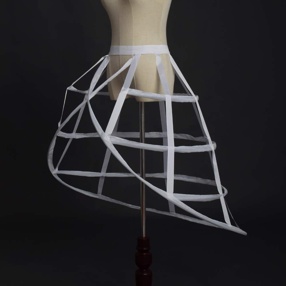 Pannier Petticoat Women Victorian Bustle Cages Hoop Skirt Cage Skirt for Women (Victorian White 4 Hoops)