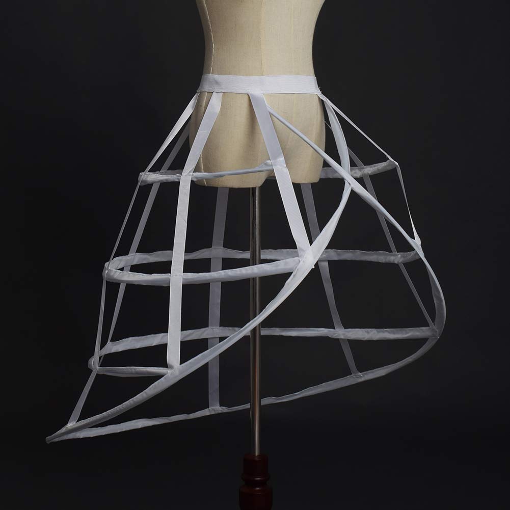 Pannier Petticoat Women Victorian Bustle Cages Hoop Skirt Cage Skirt for Women (Victorian White 4 Hoops)