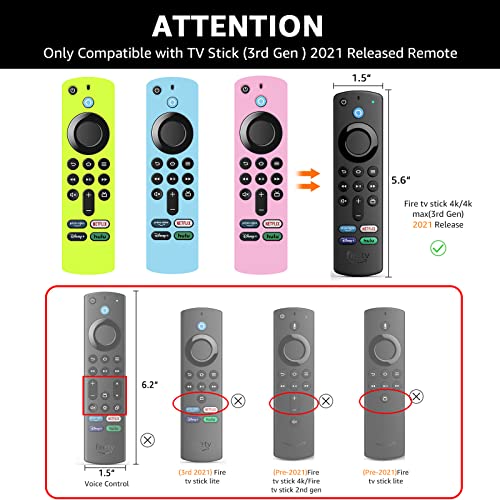 3 Pack Remote Case (Glow Green+Rose+Sky Blue)