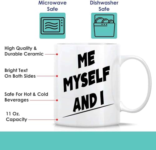 Bride's Gift, for Me, Myself, and I - Engraved or Monogrammed Design on Grey and Multicolor Sweat - 11 Oz White Ceramic Coffee Mug