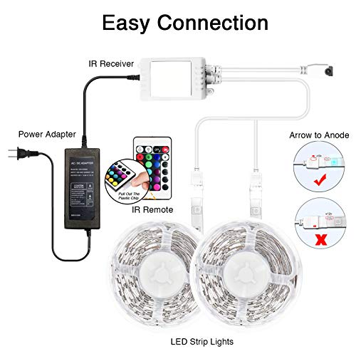 DAYBETTER 60ft Smart Led Lights,5050 RGB Led Strip Lights Kits with Remote, App Control Timer Schedule Led Music Strip Lights(2 Rolls of 30ft)