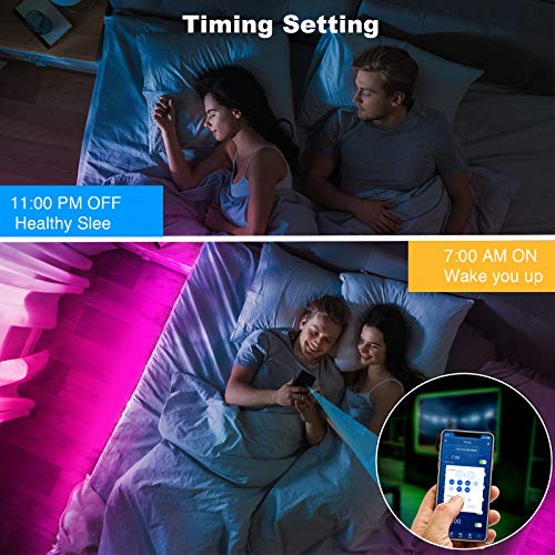 DAYBETTER 60ft Smart Led Lights,5050 RGB Led Strip Lights Kits with Remote, App Control Timer Schedule Led Music Strip Lights(2 Rolls of 30ft)