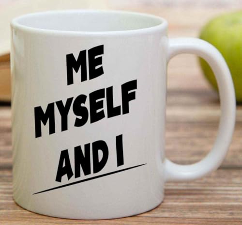Bride's Gift, for Me, Myself, and I - Engraved or Monogrammed Design on Grey and Multicolor Sweat - 11 Oz White Ceramic Coffee Mug