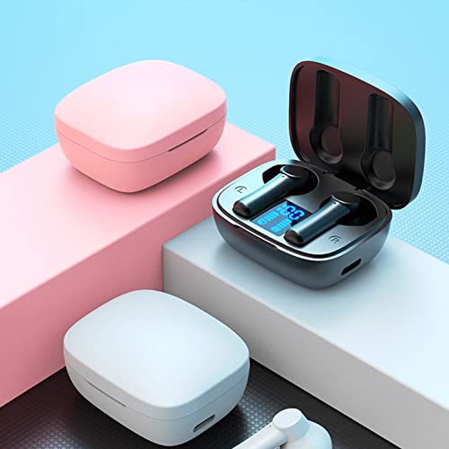 atinetok Bluetooth 5.0 Wireless Touch-Control Earbuds - IPX5 Waterproof Wireless Mini Stereo Noise Cancellation Digital Display Earphones with Charging Case for Office Outdoor Sport Working