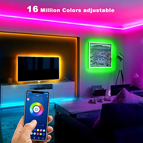 DAYBETTER 60ft Smart Led Lights,5050 RGB Led Strip Lights Kits with Remote, App Control Timer Schedule Led Music Strip Lights(2 Rolls of 30ft)