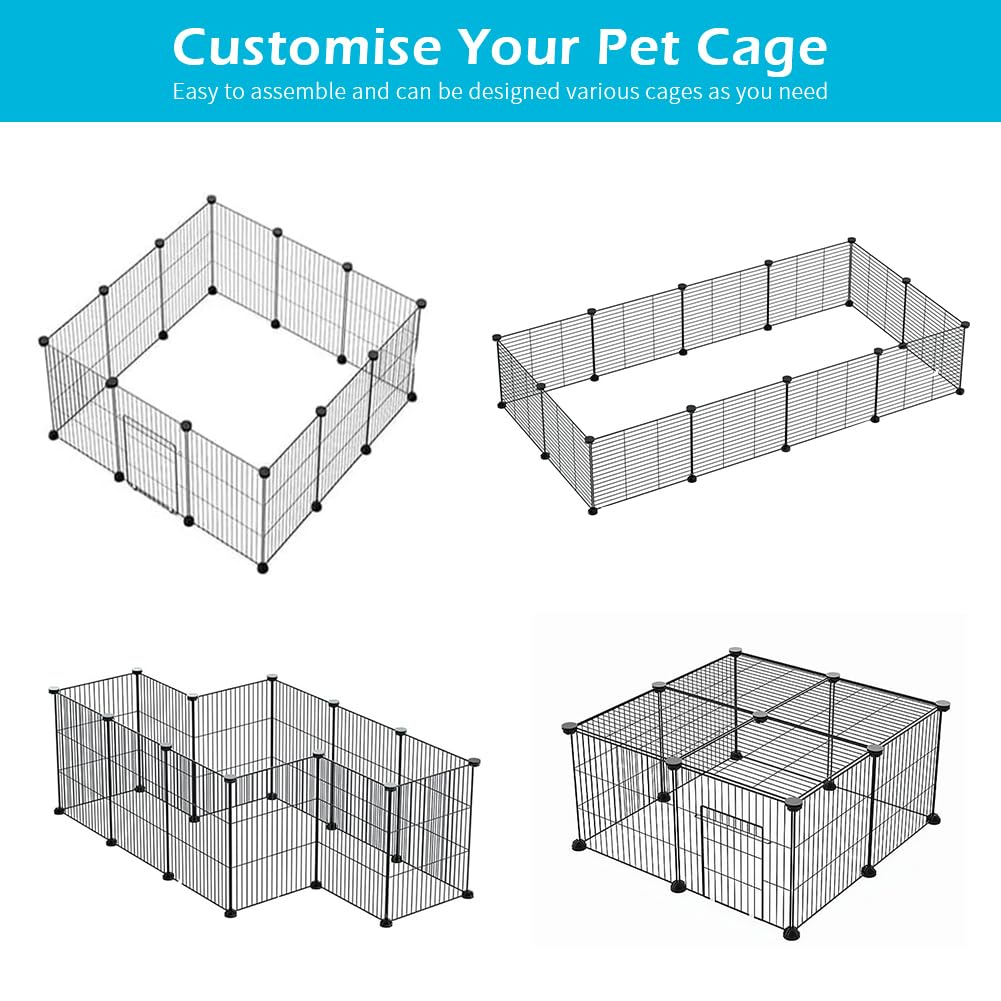 CheeFun Guinea Pig Cages: 8 Sq Ft Expandable Small Animal Cage for Rat Rabbit Ferret Bunny Chinchilla Hedgehog Lizard Indoor Outdoor - 12pcs Pet Panels (Blue)