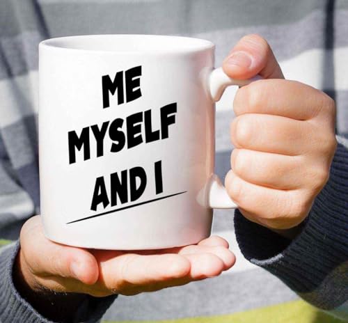 Bride's Gift, for Me, Myself, and I - Engraved or Monogrammed Design on Grey and Multicolor Sweat - 11 Oz White Ceramic Coffee Mug