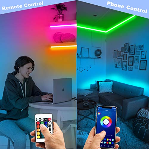 DAYBETTER 60ft Smart Led Lights,5050 RGB Led Strip Lights Kits with Remote, App Control Timer Schedule Led Music Strip Lights(2 Rolls of 30ft)