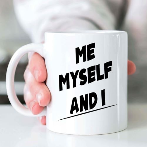 Bride's Gift, for Me, Myself, and I - Engraved or Monogrammed Design on Grey and Multicolor Sweat - 11 Oz White Ceramic Coffee Mug