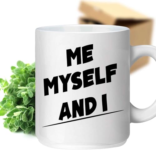 Bride's Gift, for Me, Myself, and I - Engraved or Monogrammed Design on Grey and Multicolor Sweat - 11 Oz White Ceramic Coffee Mug