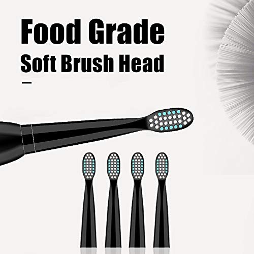 RED-NI RED-NI Sonic Electric Toothbrush, 4 Free Replacement Heads Included as Gifts Ideal for Adult Children and Couples Use USB Fast Charging Waterproof Toothbrush,Model: ET201 (White)