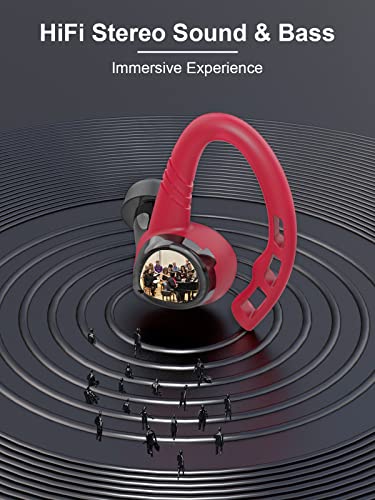 Wireless Earbud, Bluetooth Headphones 5.1 Sport Unique Earhooks, Wireless Earphones in Ear Noise Cancelling Mic Stereo Bass, 35H Playtime IP7 Waterproof Headset for Workout Running Gym Android iOS