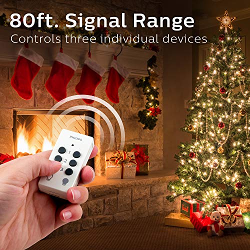 Philips Indoor Lighting Control with Wireless Remote Switch, 3 Receivers, ON/OFF Control, 1 Polarized Outlet Each, 80ft. Signal, Ideal for Lamps, Seasonal Lighting, LED, SPC1235AT/27