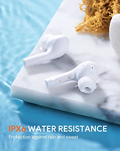 Wireless Earbuds, WENKEYTWS Bluetooth 5.1 Headphones with Wireless Charging Case, Noise Canceling Mics, 30H Playtime, IPX6 Water Resistance, Hi-Fi Stereo Earphones for iPhone and Android(White)