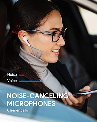 Wireless Earbuds, WENKEYTWS Bluetooth 5.1 Headphones with Wireless Charging Case, Noise Canceling Mics, 30H Playtime, IPX6 Water Resistance, Hi-Fi Stereo Earphones for iPhone and Android(White)