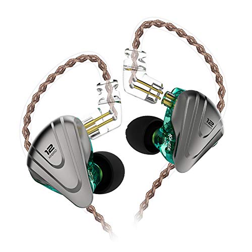 in-Ear Monitors, KZ ZSX 1DD+5BA Hybrid HiFi Stereo Noise Isolating Sport IEM Earphones/Earbuds/Headphones with Detachable Cable (Without MIC, Cyan)