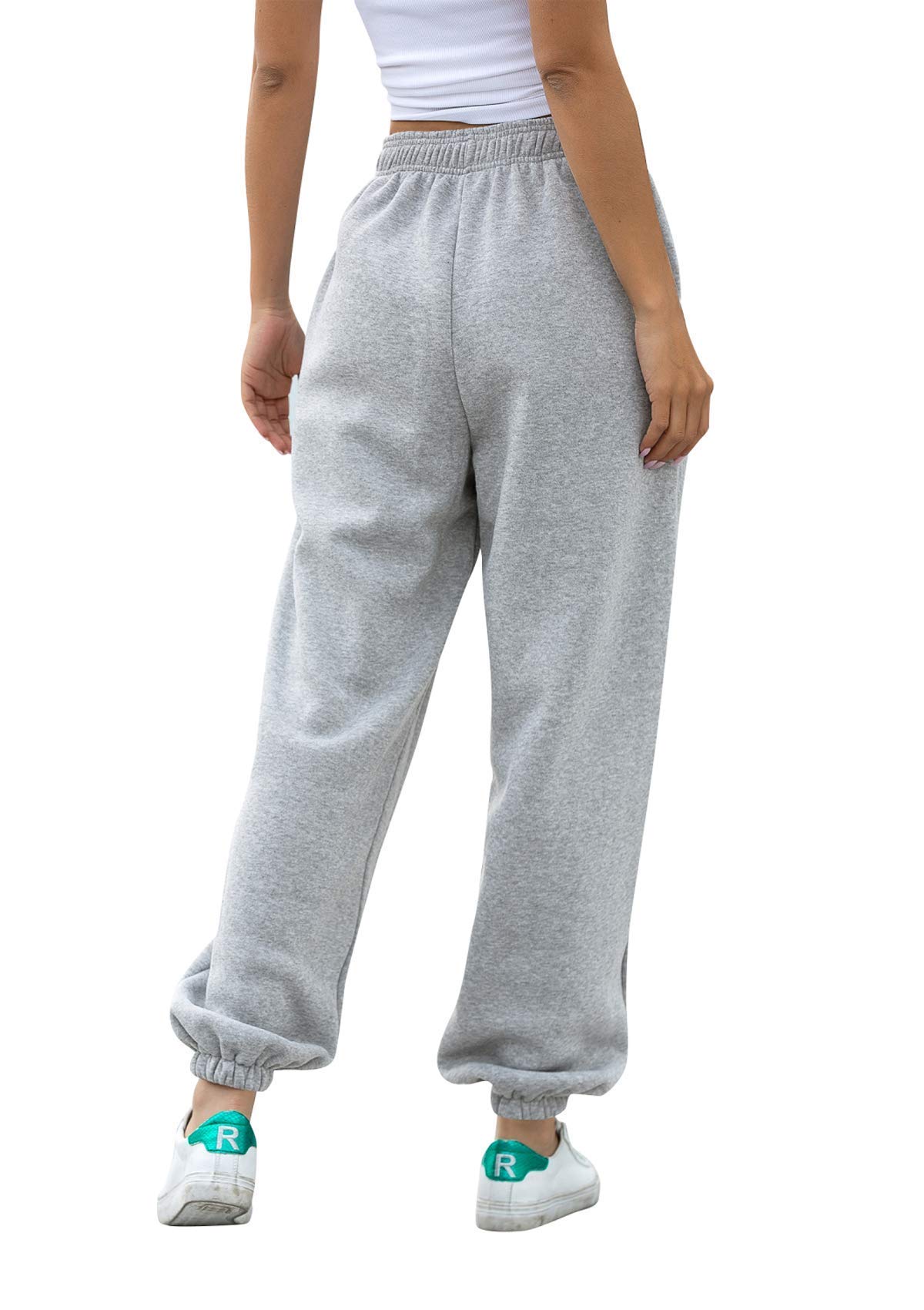 Grey Sweatpants for Women Cinch Bottom College Sweatpants Outfits Drawstring Active High Waisted Sporty Gym Athletic Fit Jogger Baggy Lounge Pants with Pockets Gray S