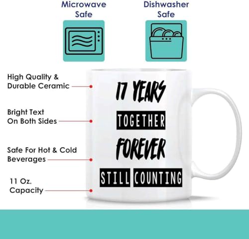 17 Years Together Forever Gifts - Gift for Couples on Grey Multicolor Unisex Sweat and 11 Oz White Ceramic Coffee Mug